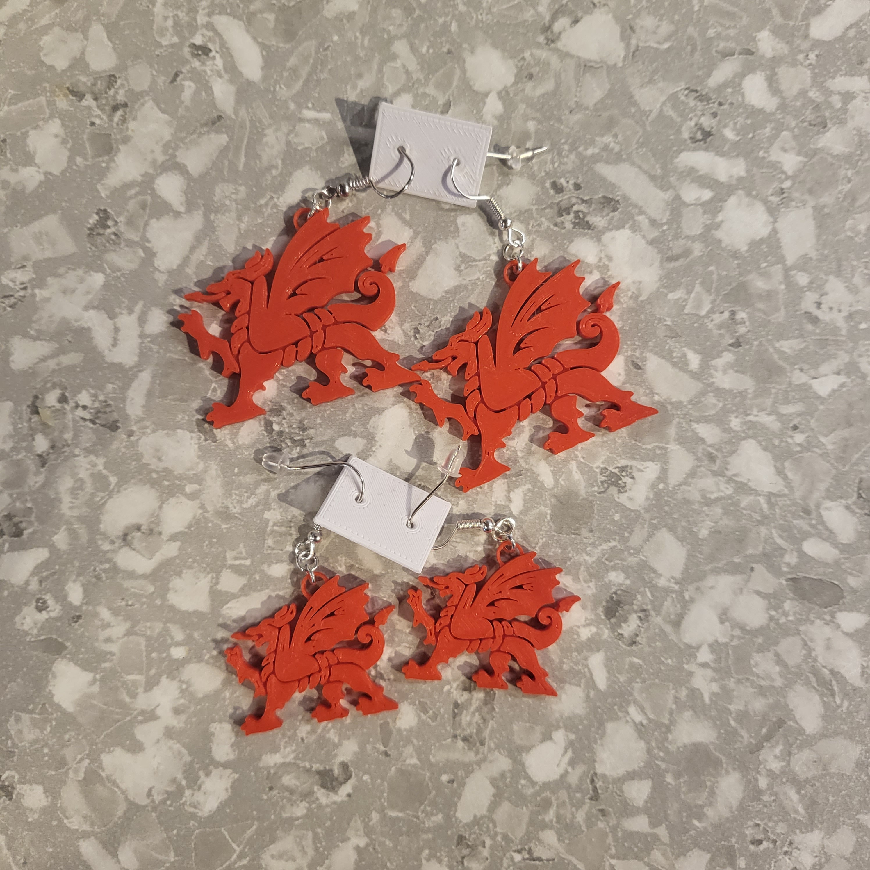 Welsh Dragon Earrings 3d Printed Hooks or Clip On 2 Pairs - Etsy