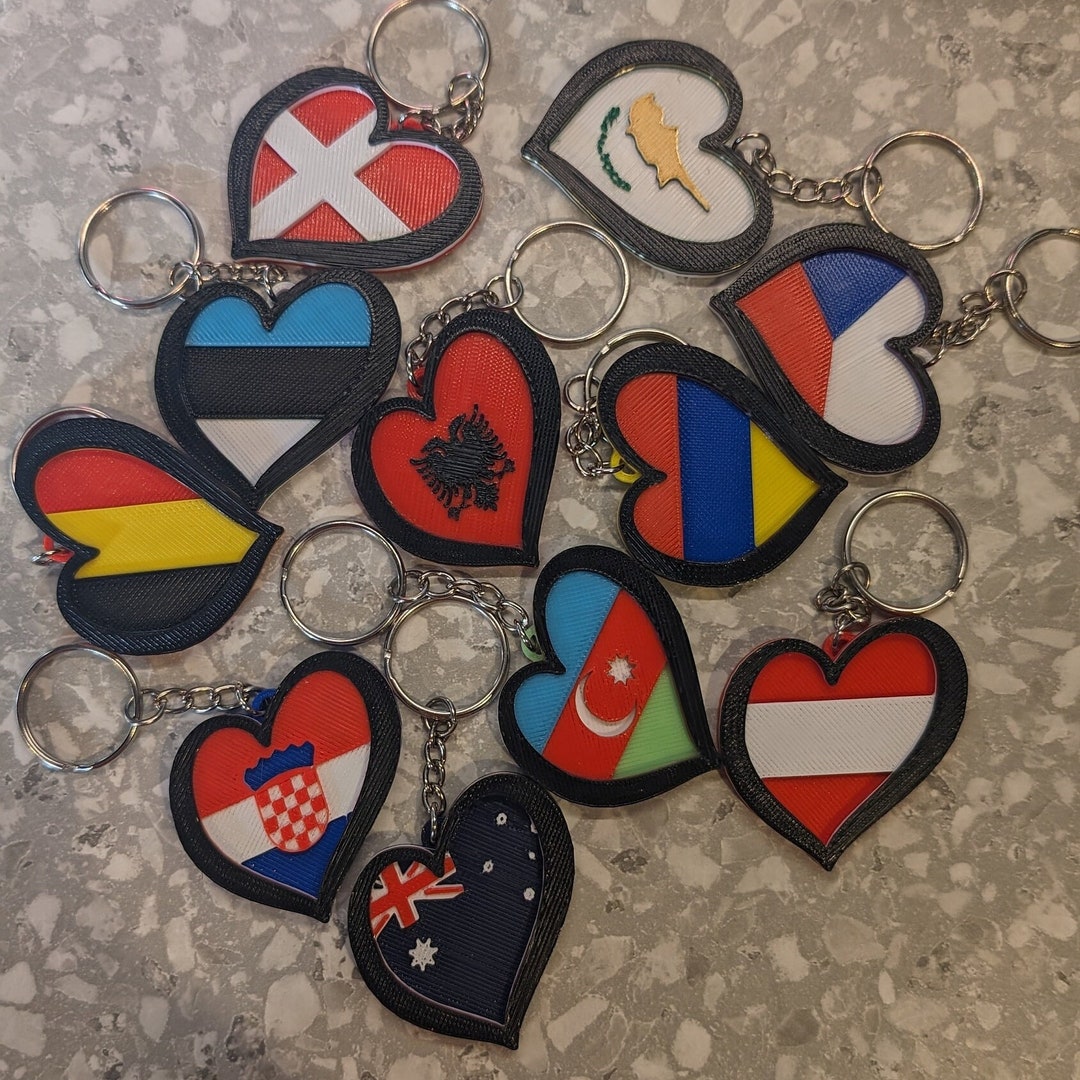 Eurovision Flag Keyring - 3d Printed Keychain - Etsy