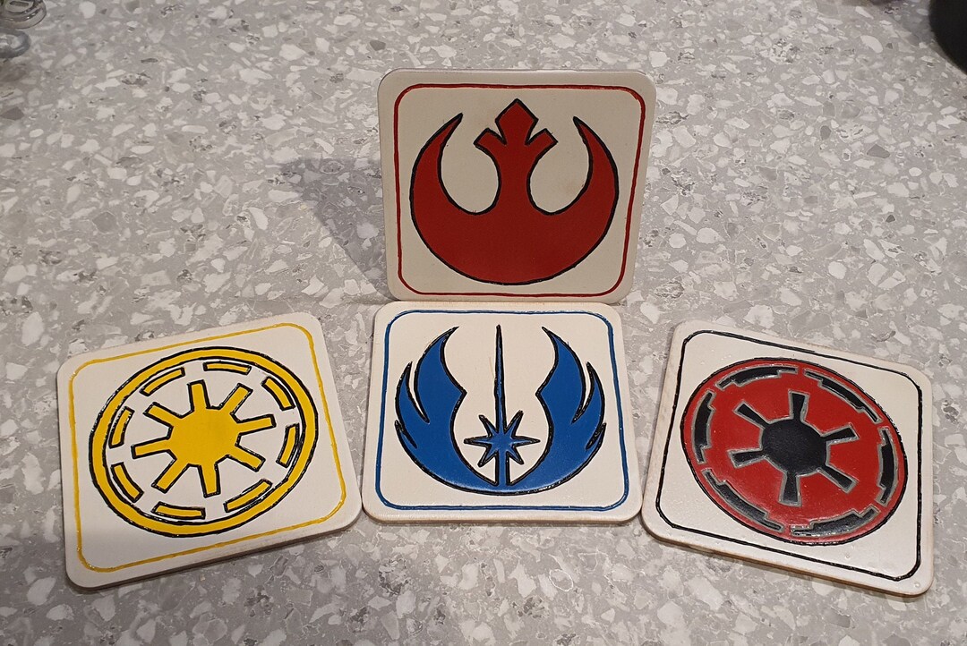 Star Wars Coasters, Set of 4 - Rebel Alliance, Jedi, Galactic Empire ...