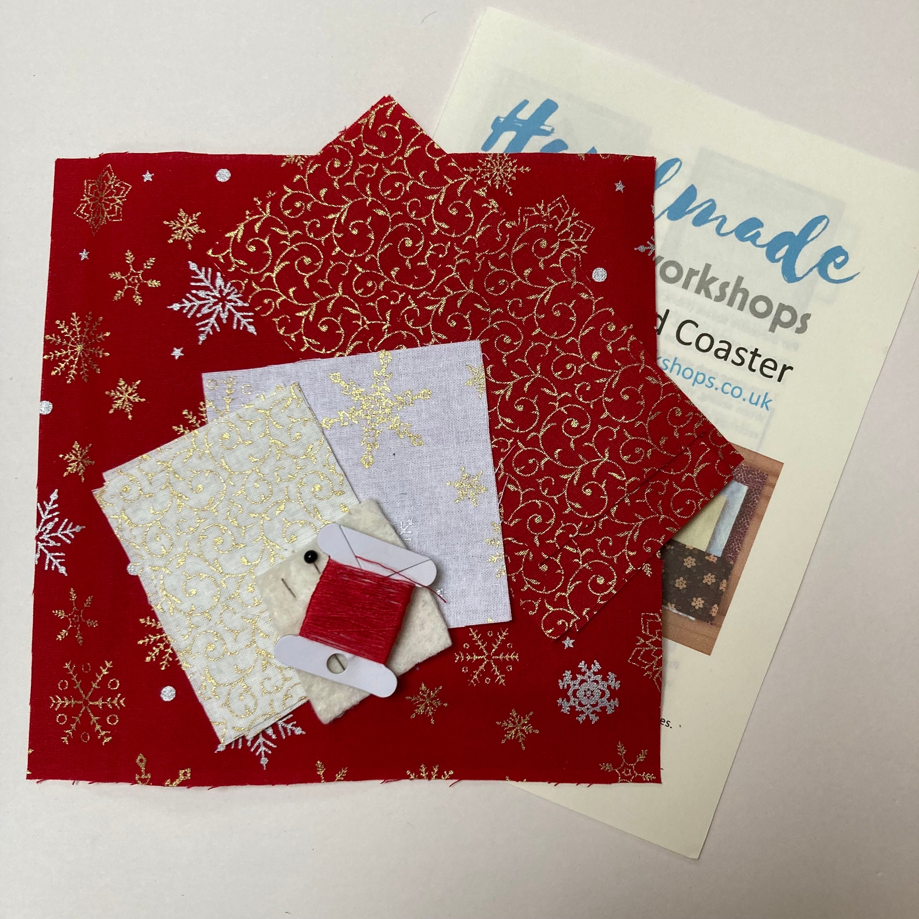 Festive Hand Quilted Coaster Kit - Etsy