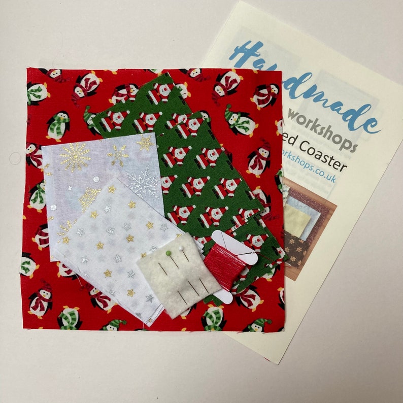 Festive Hand Quilted Coaster Kit - Etsy