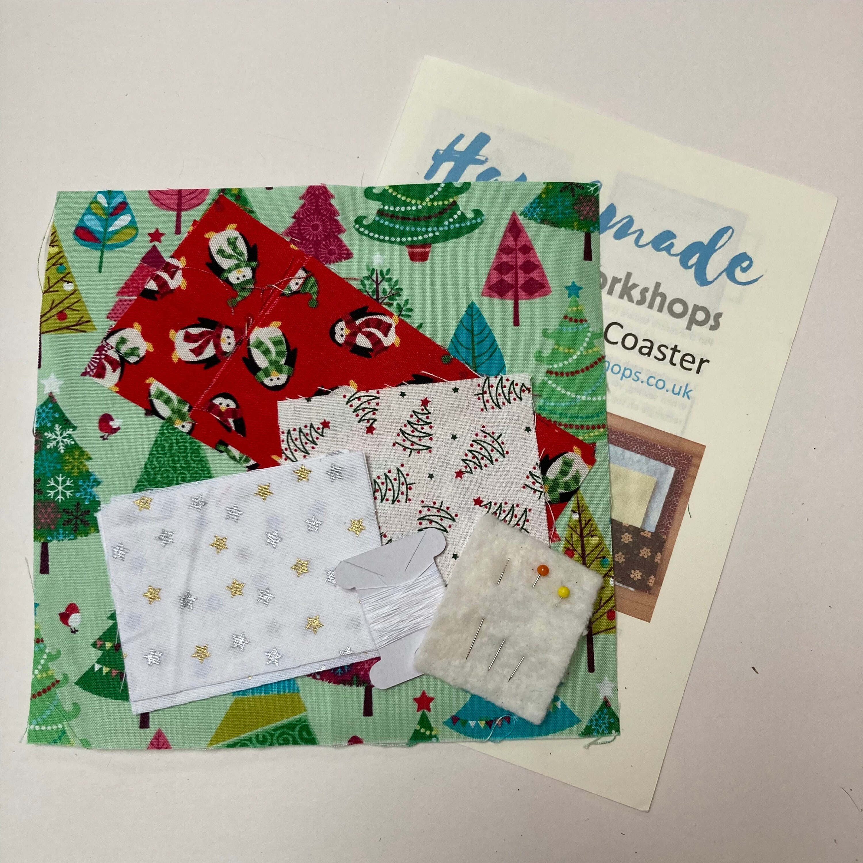 Festive Hand Quilted Coaster Kit - Etsy