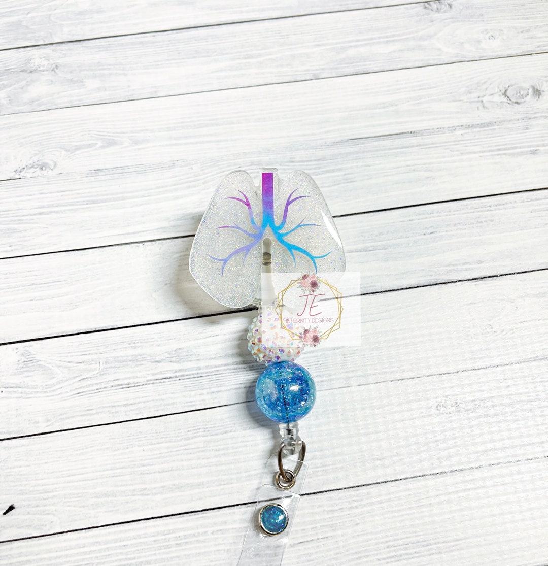 Lungs Beaded Interchangeable Badge Reel | Cute Badge Reel | Badge ID ...