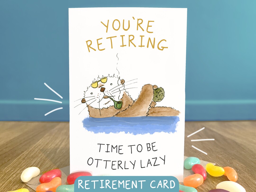 Adorable Otter Retirement Card Sea Otter Greeting Card for ...