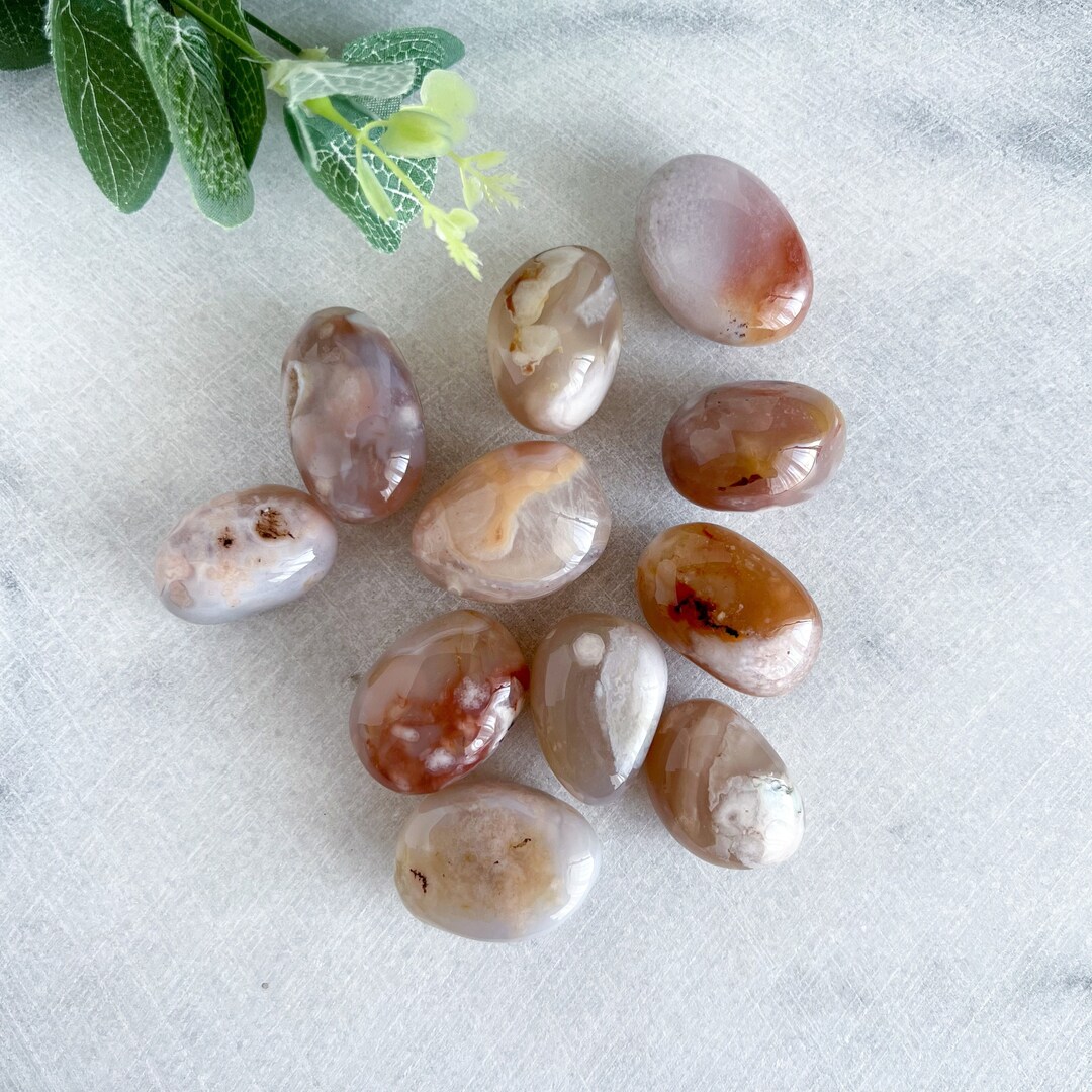 Flower Agate Tumbled Stone, Cherry Agate Tumble Crystal - Etsy