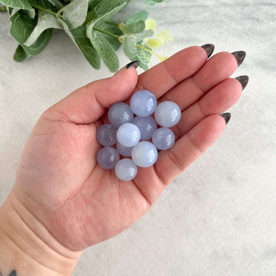 Mini Blue Chalcedony Sphere, Tiny Blue Chalcedony Sphere, Mini Crystal ...
