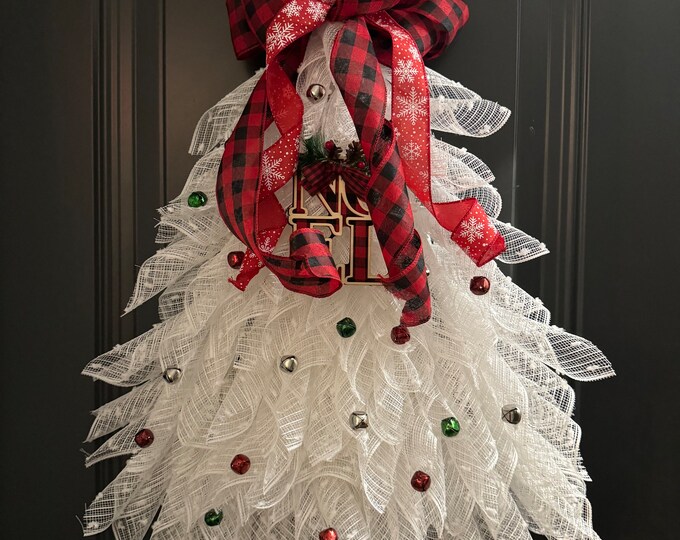 Christmas Tree Wreath for Front Door, Christmas Tree Door Hanger ...