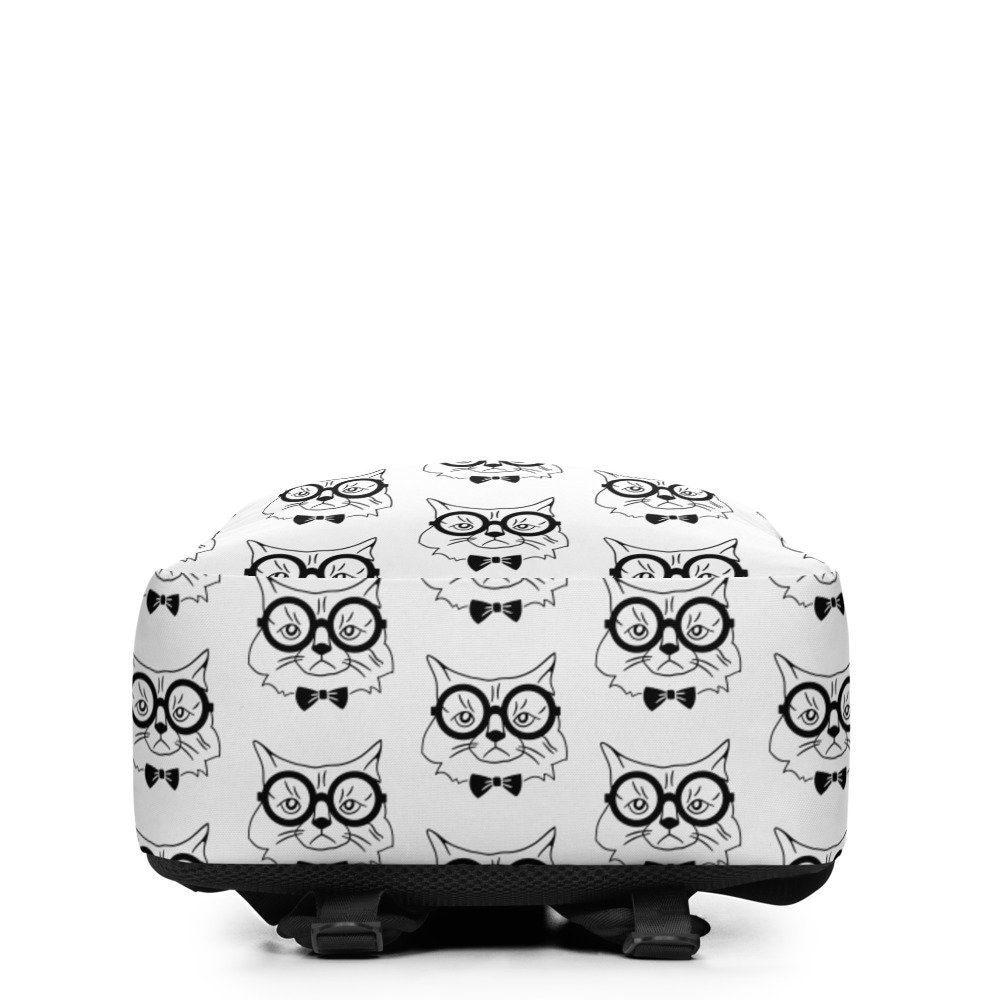 Cute Cat Face With Glasses/bag/cat Face Pattern/black and White ...