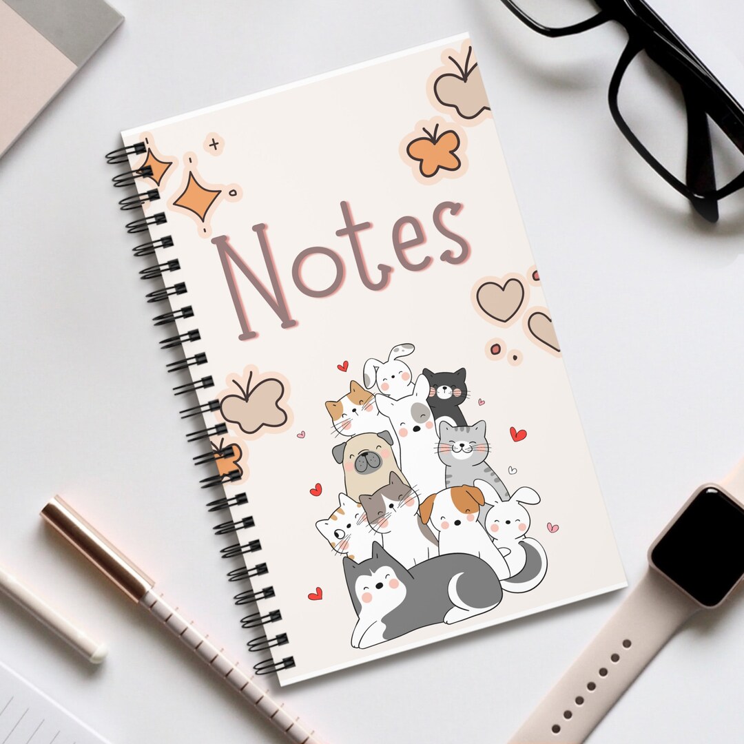 Magical Catopia Spiral Dot Grid Notebook - Cute Anime Cat Design ...