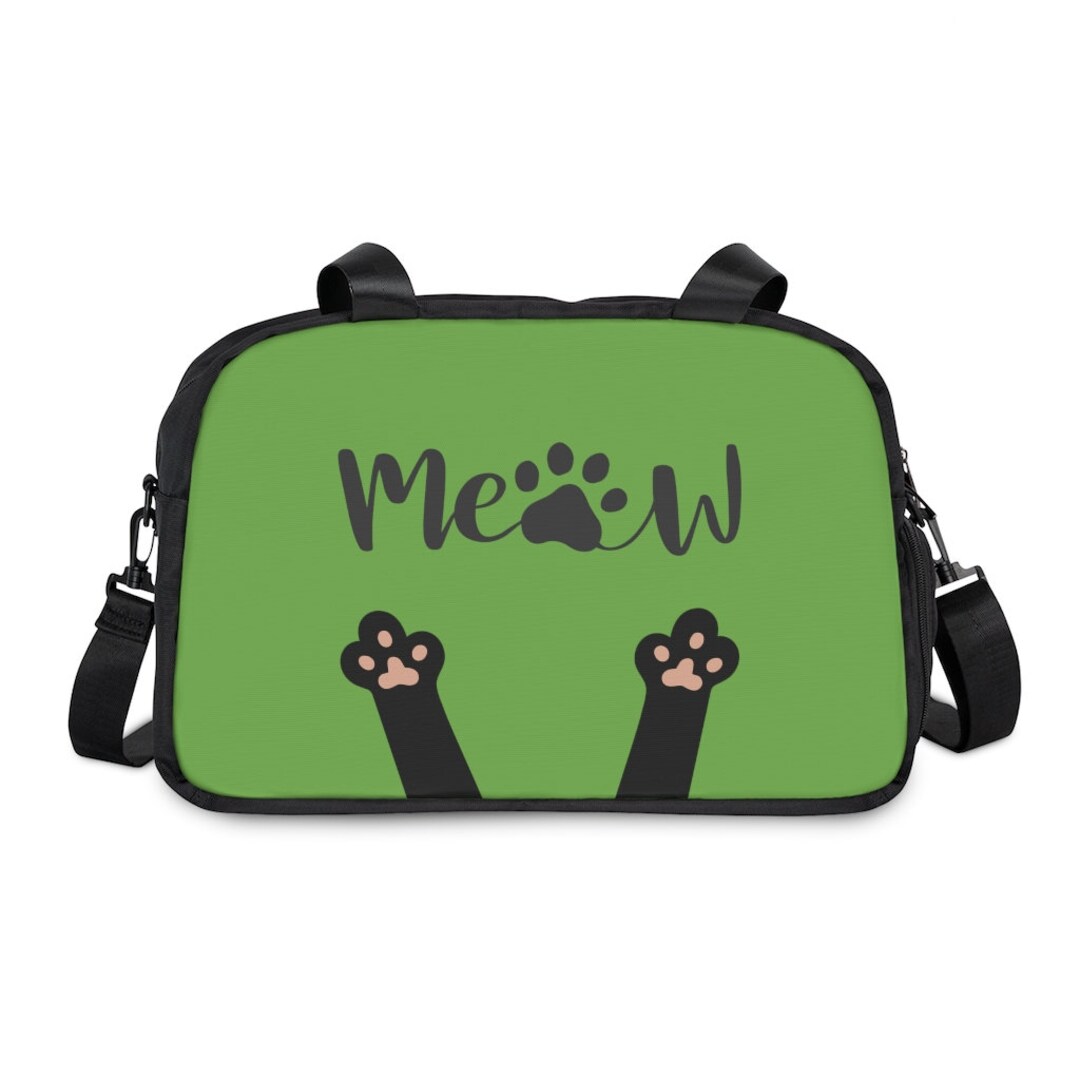 Adorable Green Cat Meow Bag. Cat Lover's Shoulder Bag. Cat Meow Gym Bag ...