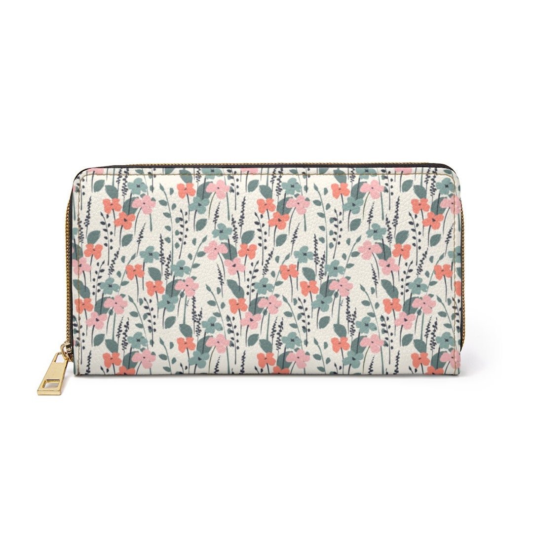 Beautiful Floral Pattern Zipper Wallet - Etsy