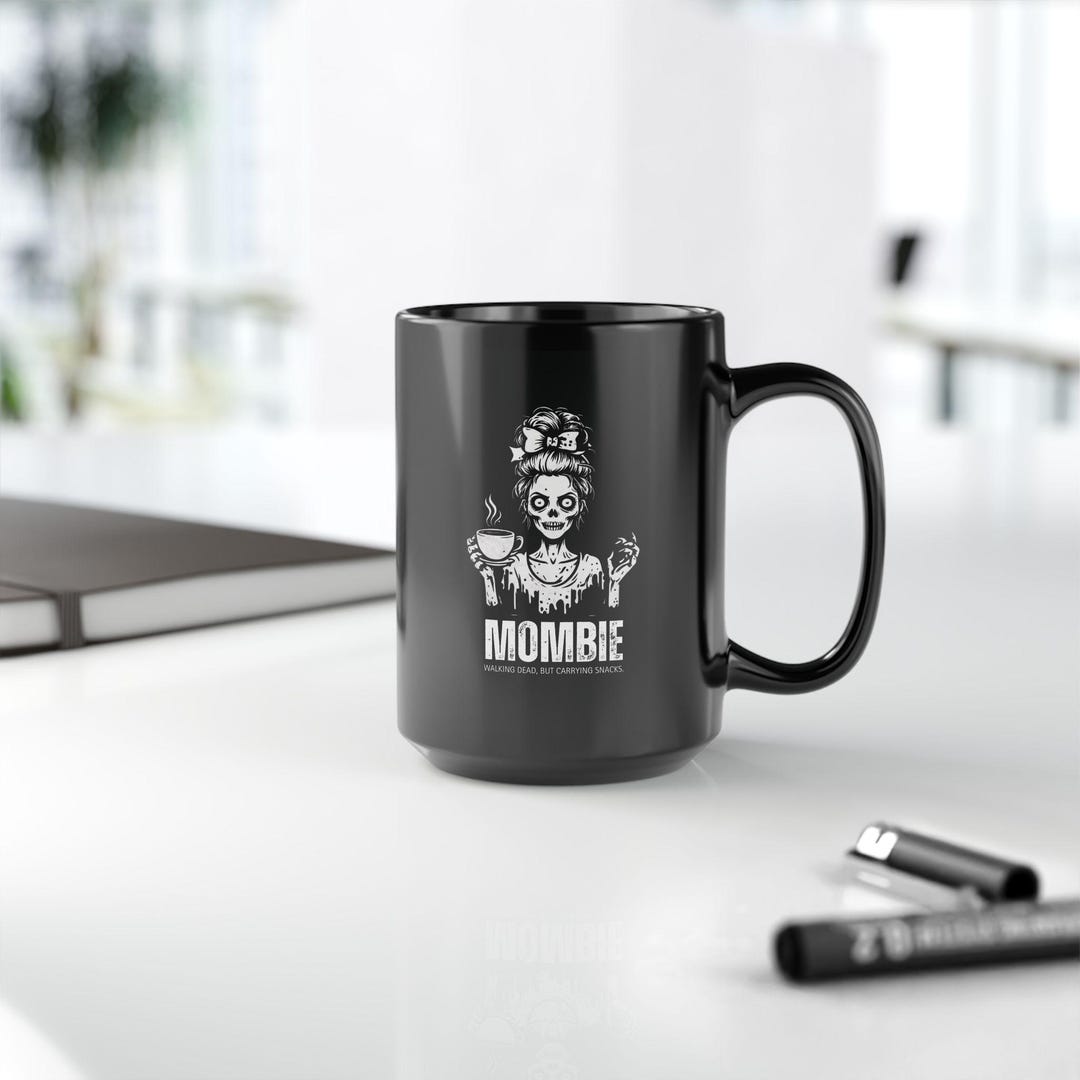 Mombie Walking Dead but Carrying Snacks Black Ceramic Mug 11oz or 15oz ...