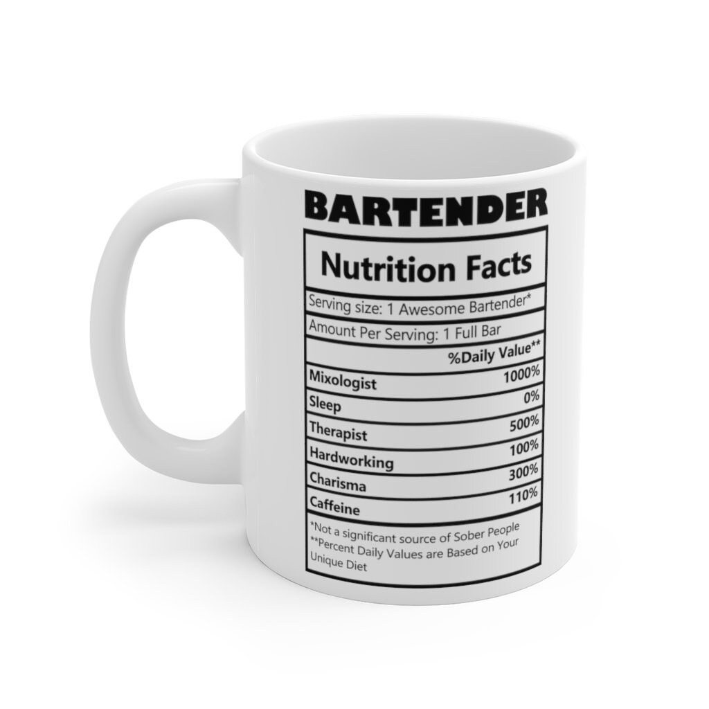 Bartender Nutrition Facts. Funny Bartender Nutrition Label. - Etsy