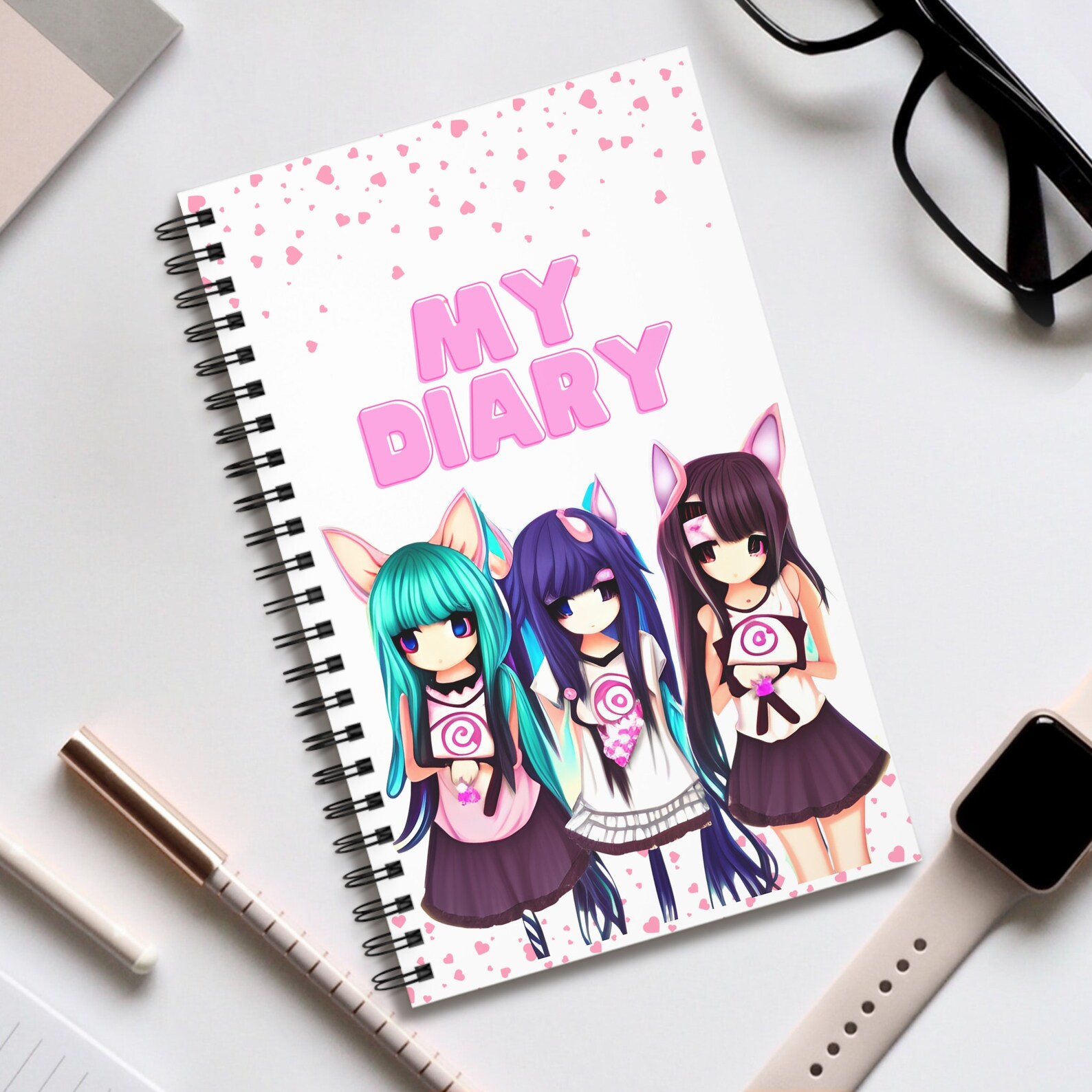 Aphmau Kawaii Spiral Notebook/cute Anime Cat Design Diary/perfect ...