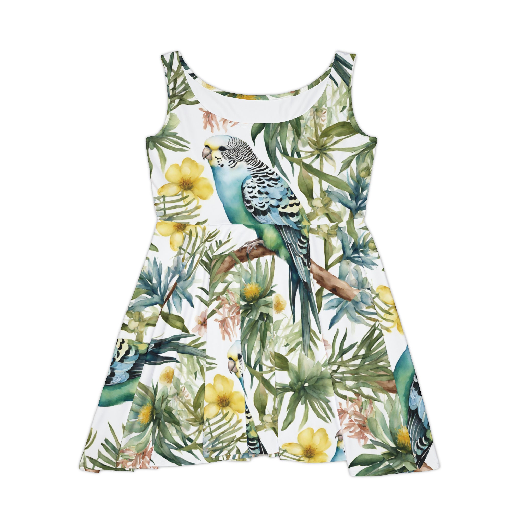 Budgie Skater Dress. Budgerigar Dress, Bird Lover Skater Dress, Parrot ...