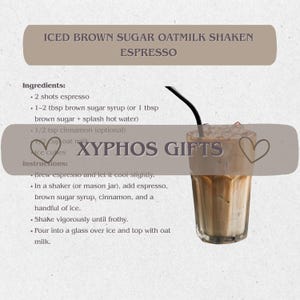 Iced Coffee Recipe Cards | Digital Download | Aesthetic Coffee Recipes ...