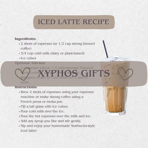 Iced Coffee Recipe Cards | Digital Download | Aesthetic Coffee Recipes ...