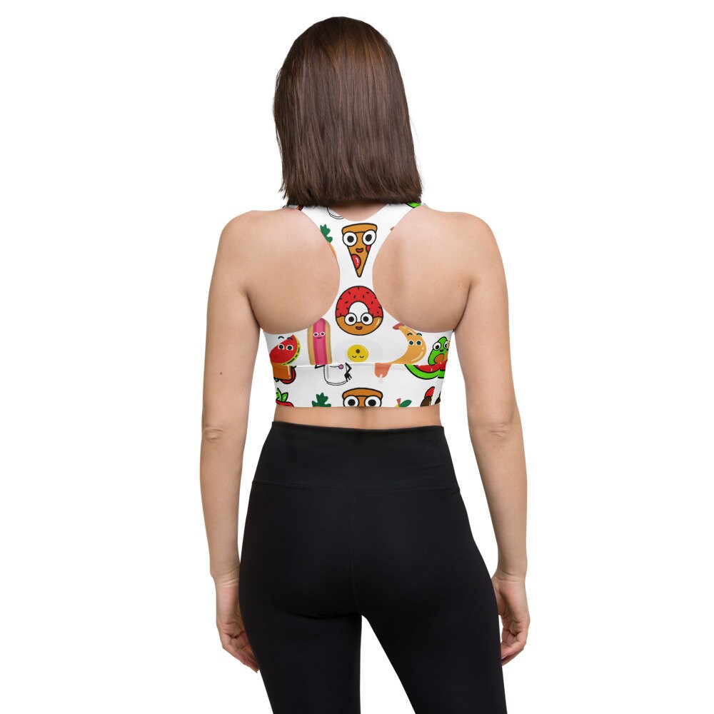 Anime, Kawaii, Cartoon Food Faces - Longline sports bra. Funny Cartoon ...