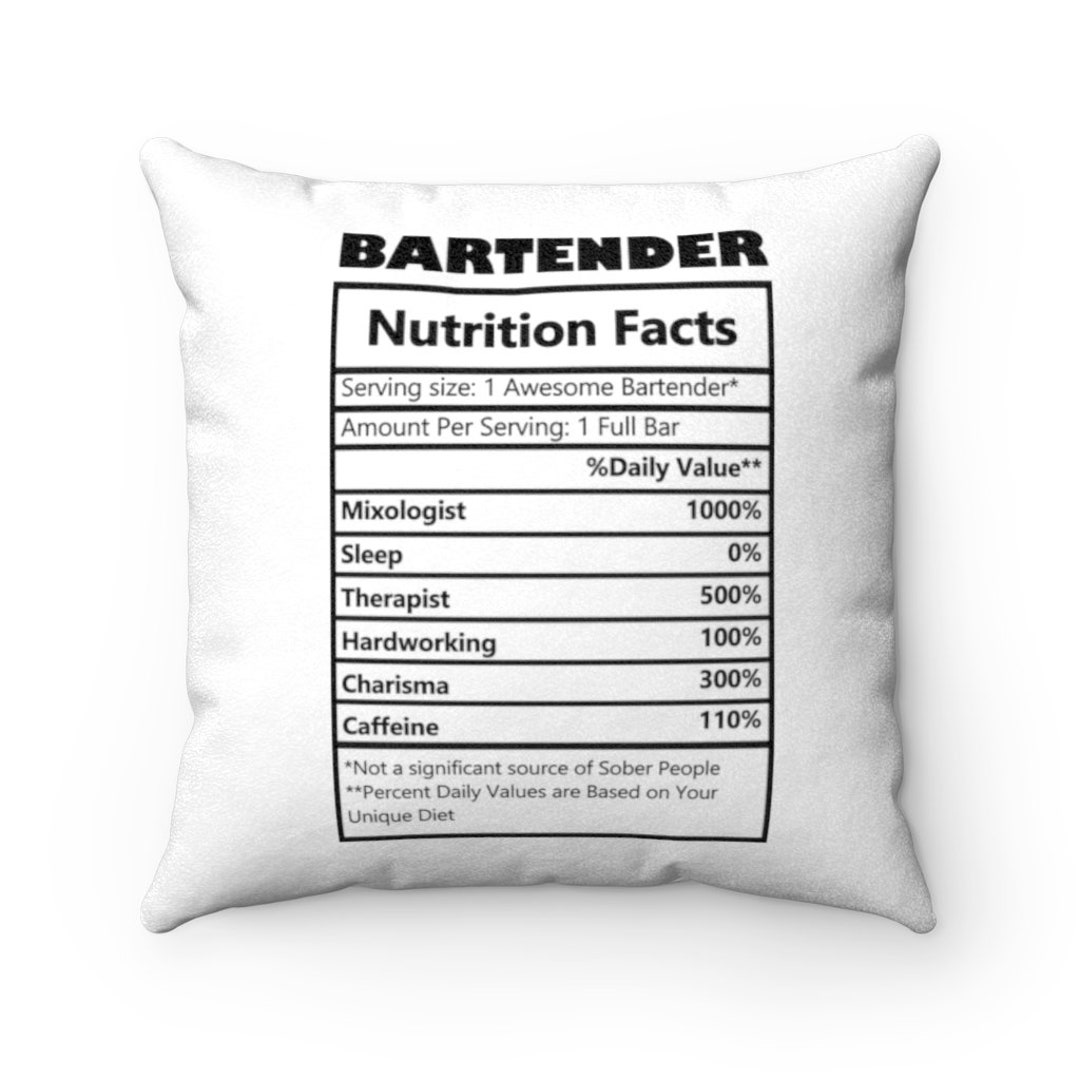 Bartender Nutrition Facts. Funny Bartender Nutrition Label Printed on ...