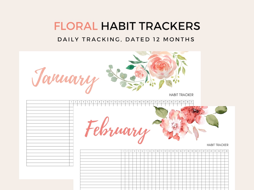 Watercolor Floral Habit Tracker Daily Tracker, Bullet Journal, Routine ...