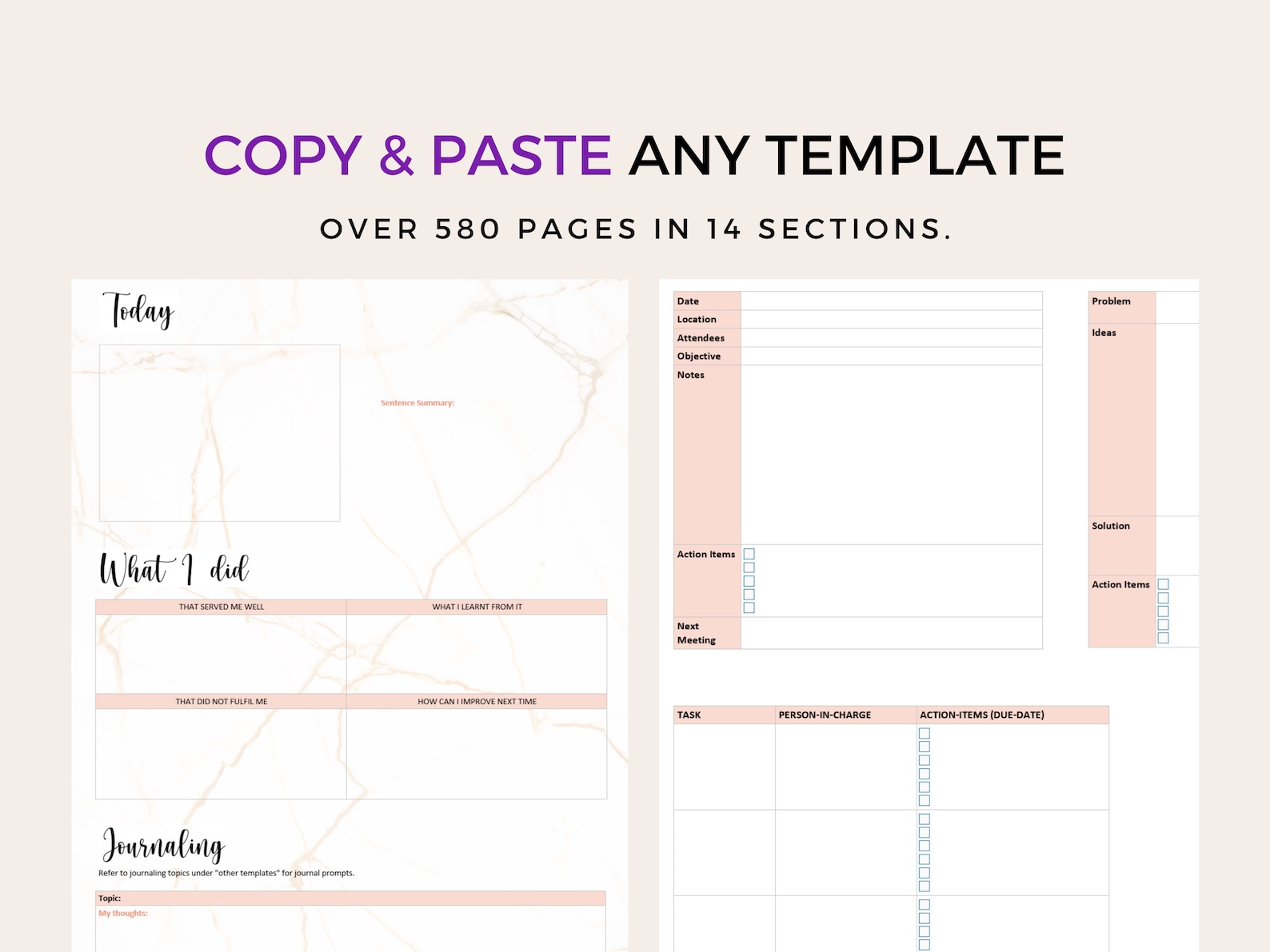 Onenote Pink Planner Onenote Template, Ultimate Digital Planner, Pink 