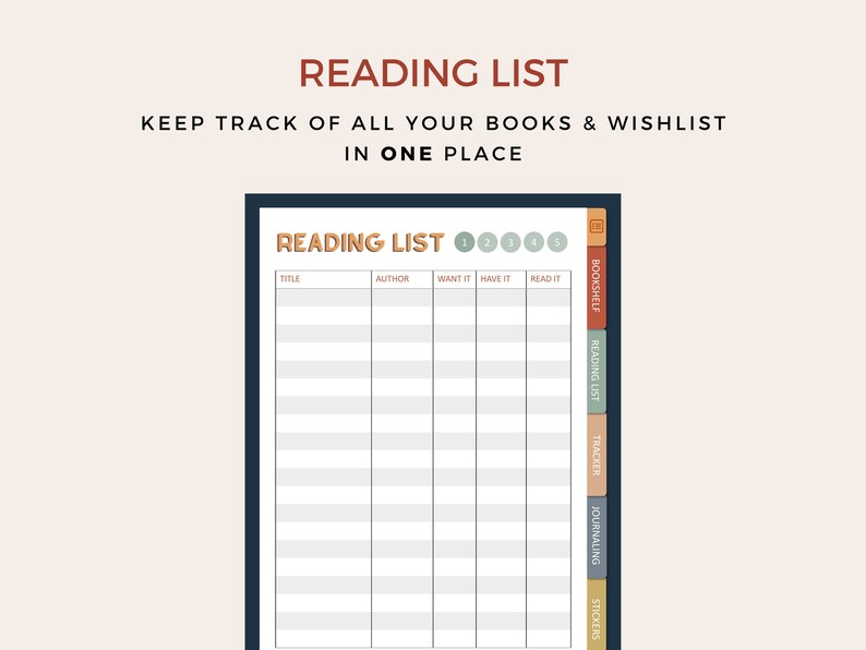 Digital Reading Journal Reading Tracker, Reading List, Book Journal ...