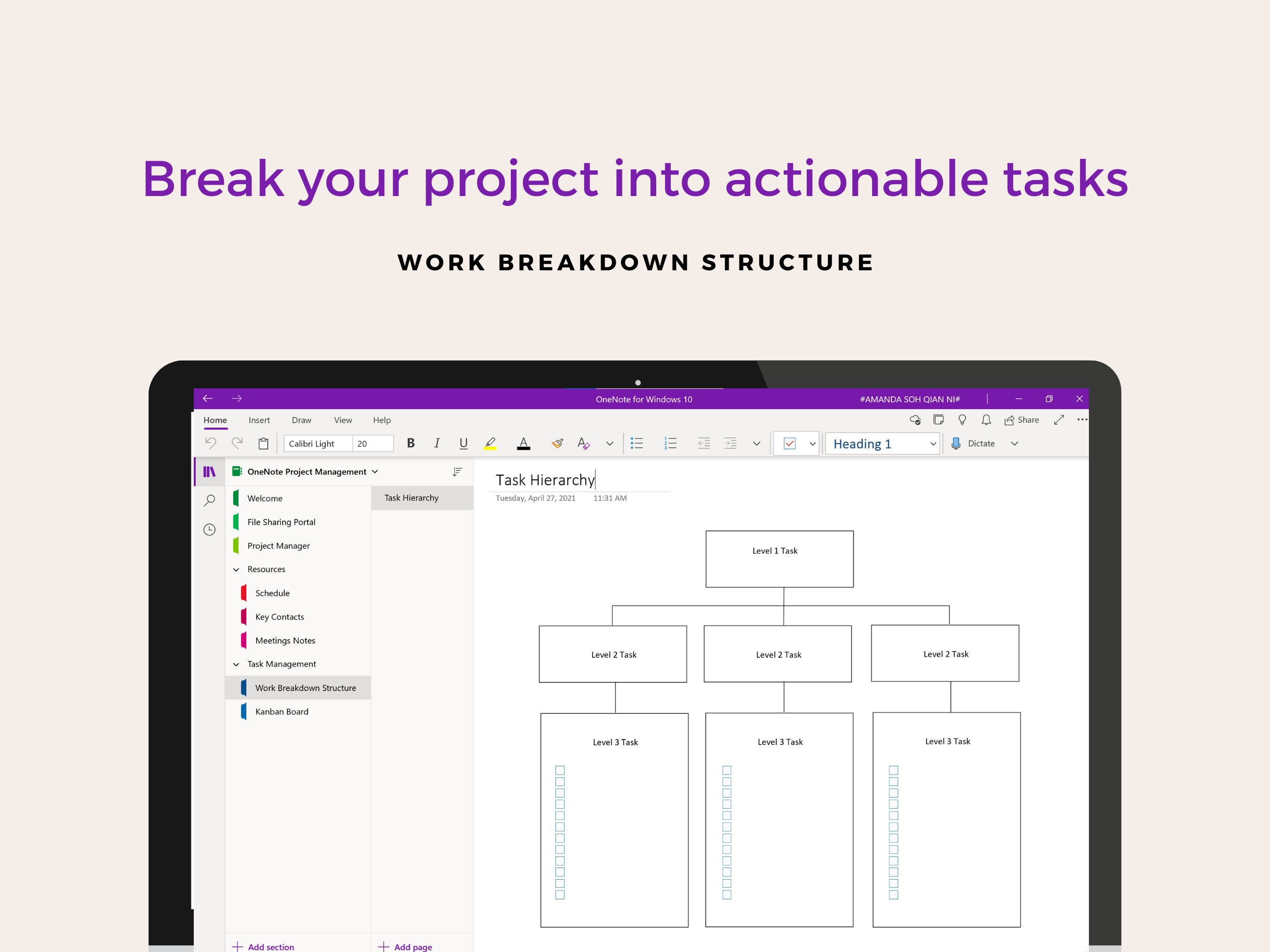 Onenote Project Management Template Optimized for Desktop, Onenote ...
