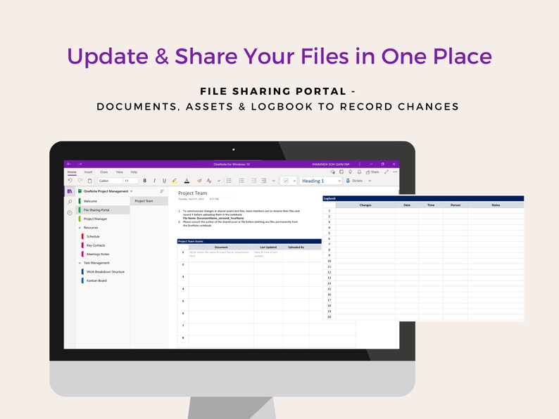 Onenote Project Management Template Optimized for Desktop, Onenote ...