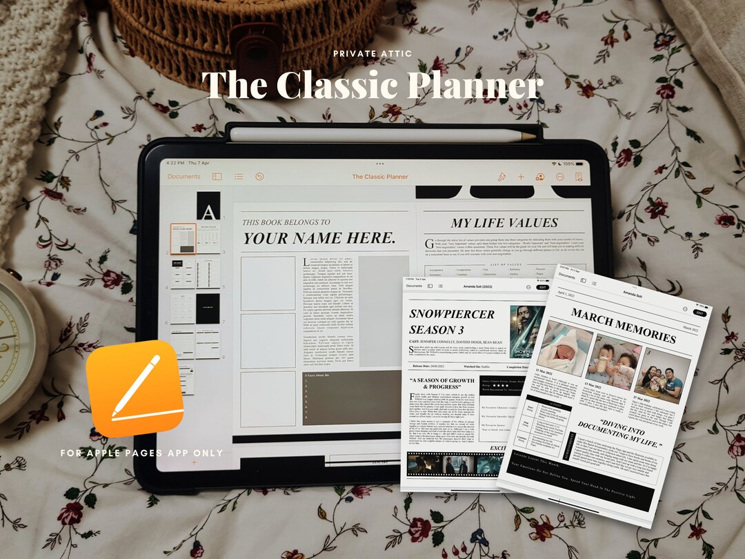 The Classic Planner From Privateattic | Apple Pages, Digital Planner ...