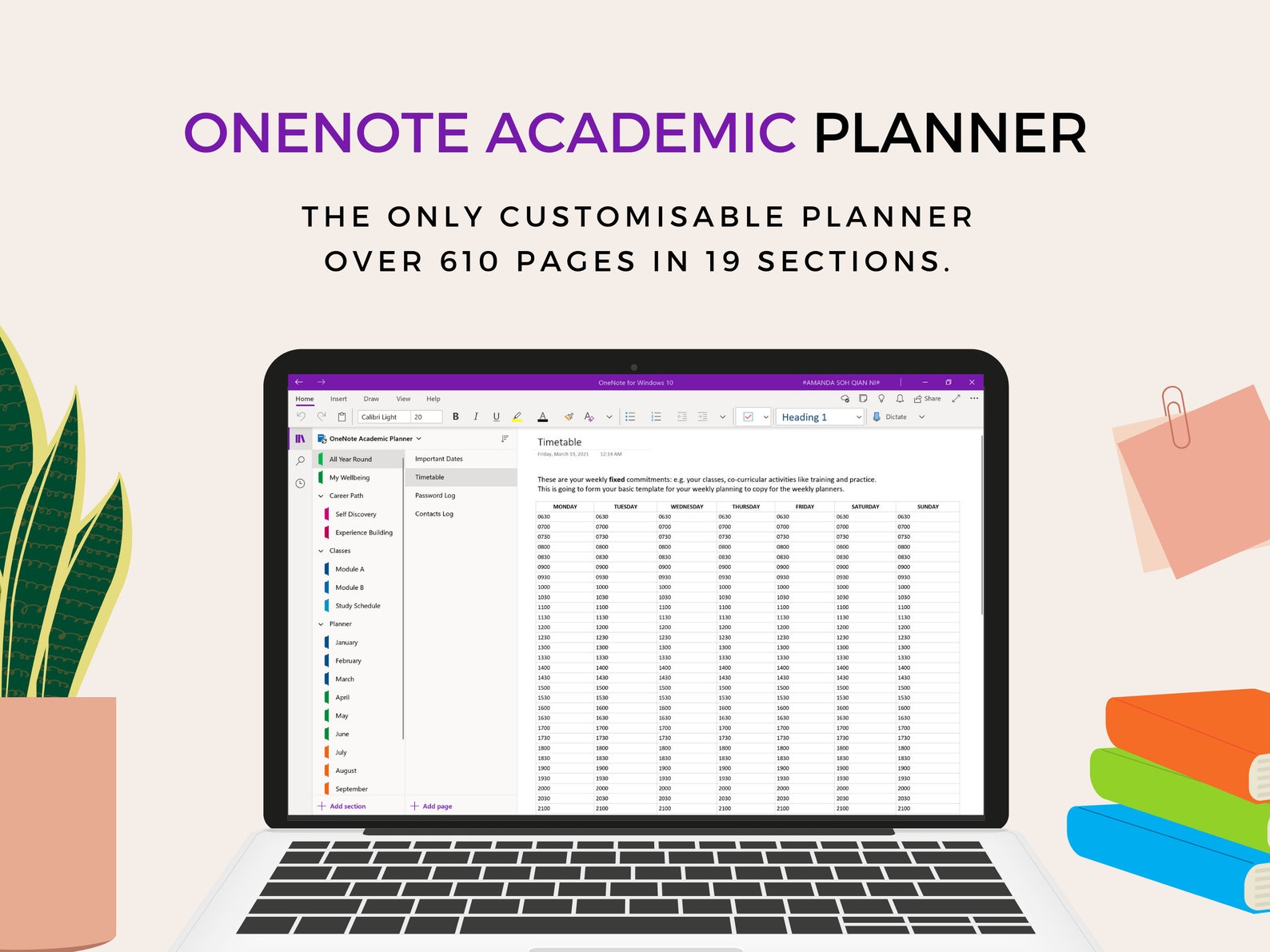 Onenote Academic Planner Student Planner, Surface Pro, Onenote Template ...