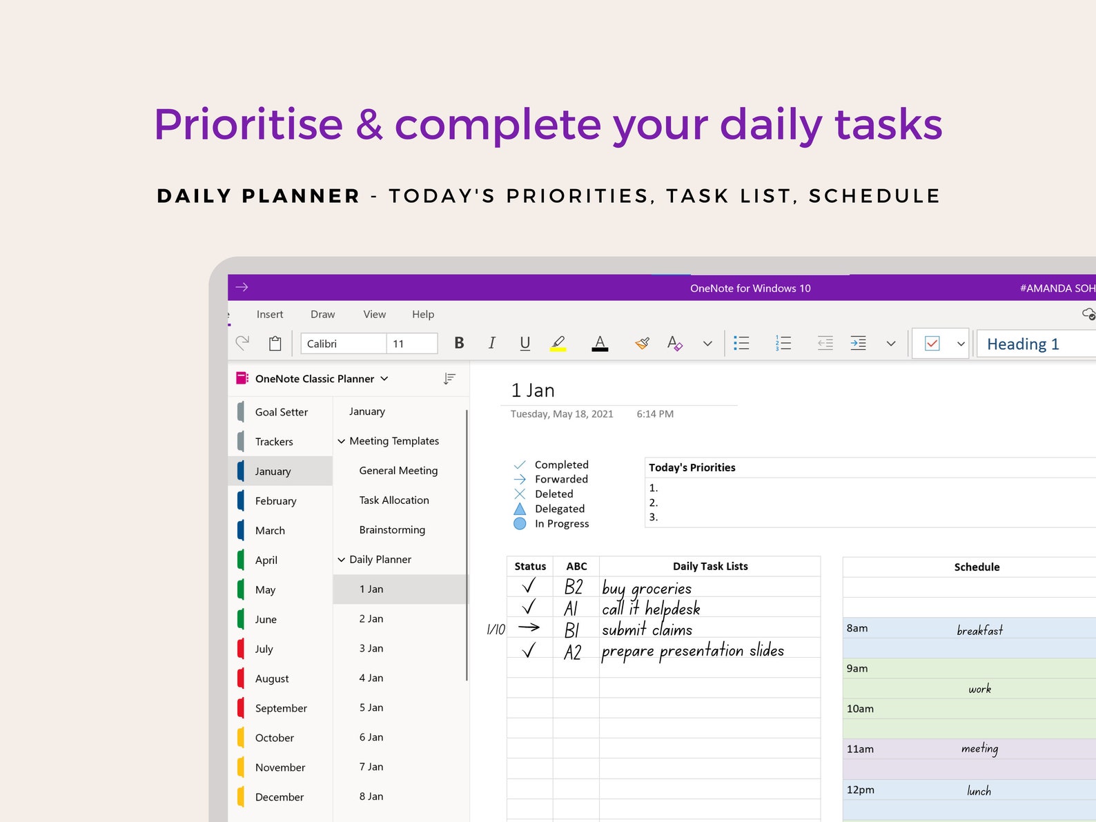 Onenote Template Onenote Digital Planner Task List Etsy Canada