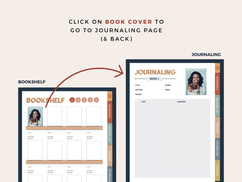 Digital Reading Journal Reading Tracker, Reading List, Book Journal ...