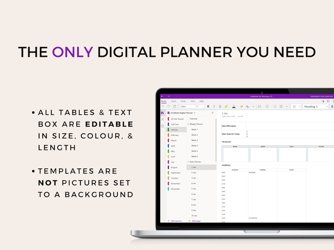 Onenote Planner Digital Planner Windows Planner Onenote - Etsy
