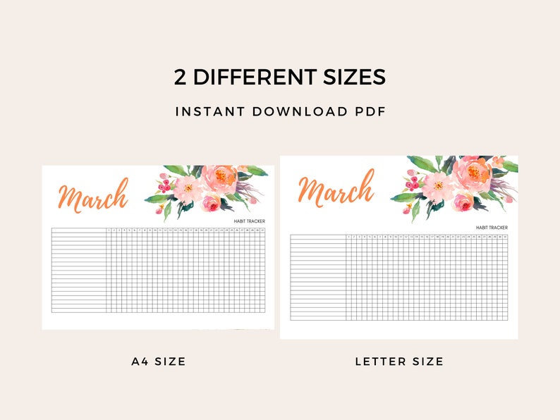 Watercolor Floral Habit Tracker Daily Tracker, Bullet Journal, Routine ...