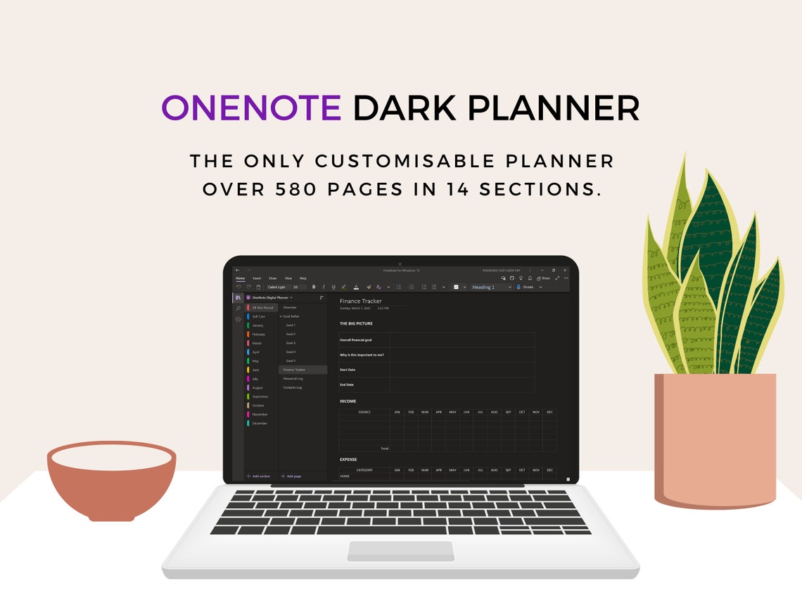 Dark Mode Onenote Planner Daily Planner Digital Onenote - Etsy UK