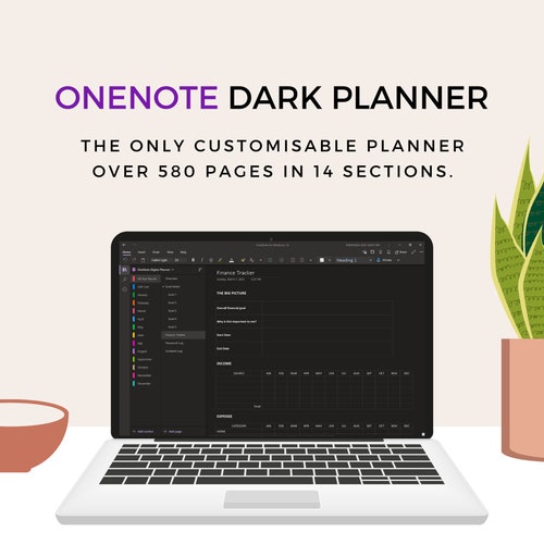Dark Mode Onenote Planner Daily Planner Digital Onenote - Etsy UK