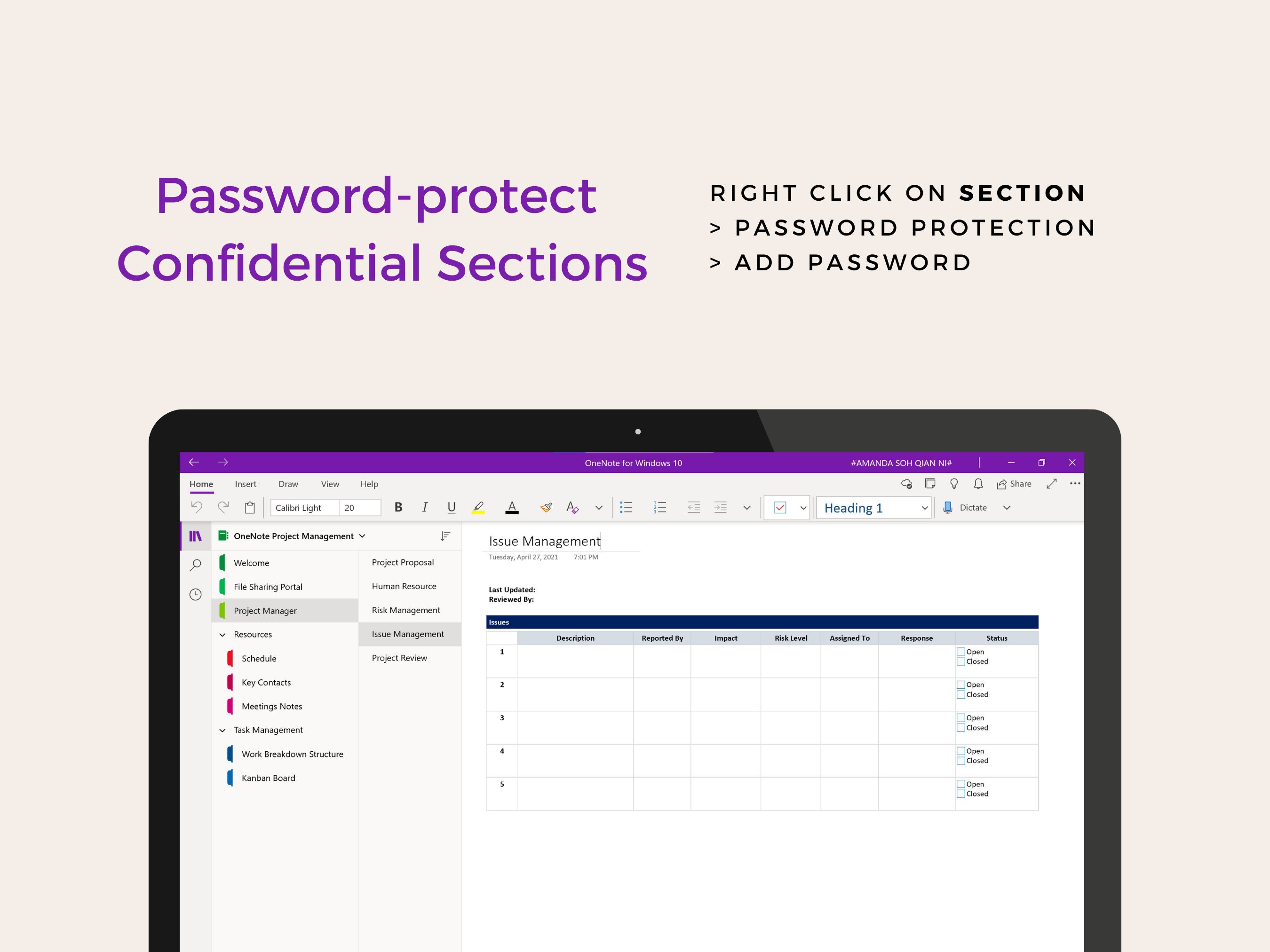 Onenote Project Management Template Optimized for Desktop - Etsy