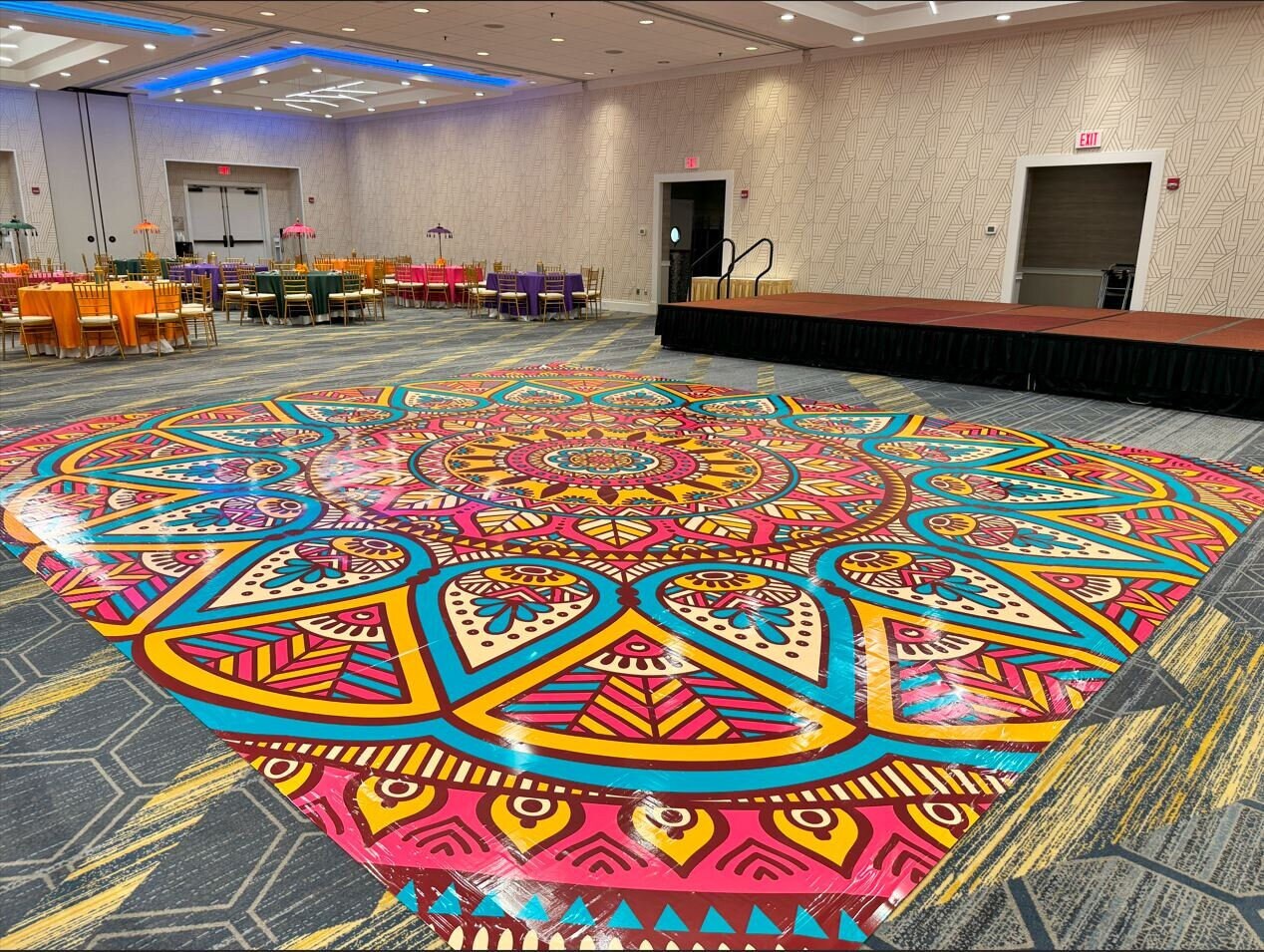 Custom Decal Dance Floor Wrap Gloss Removable Vinyl Indian Sangeet ...