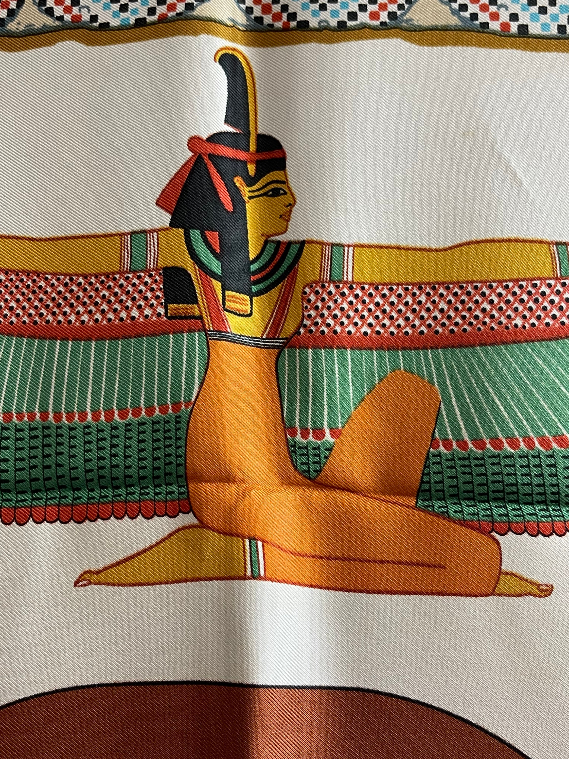 Hermes Paris Silk Scarf Ramses Vladimir Rybaltchenko Cinnamon Egypt ...