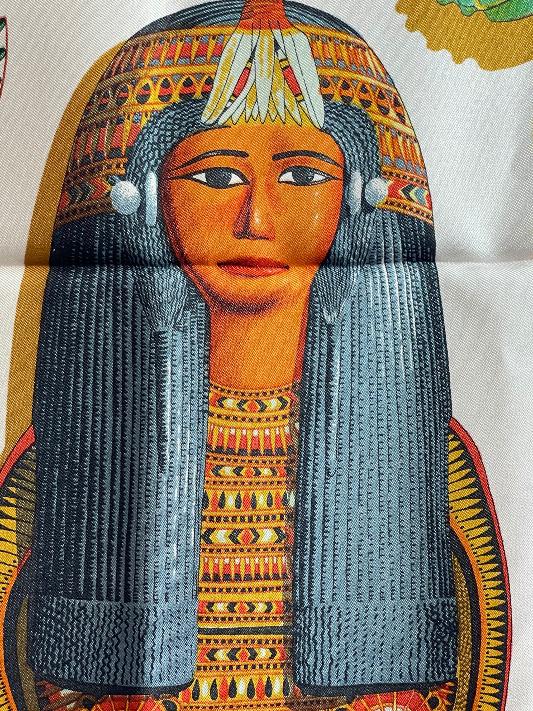 Hermes Paris Silk Scarf Ramses Vladimir Rybaltchenko Cinnamon Egypt ...