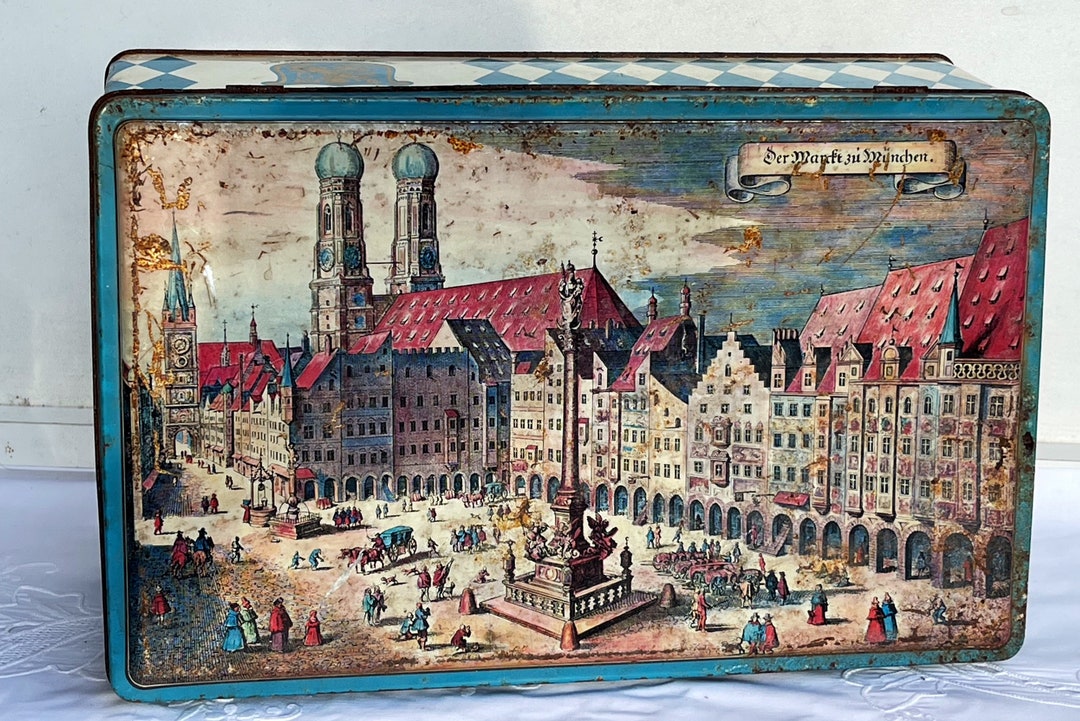 Teahouse Ronnefeld Tea Box Very Old Tin Can Large Munich Bavaria ...