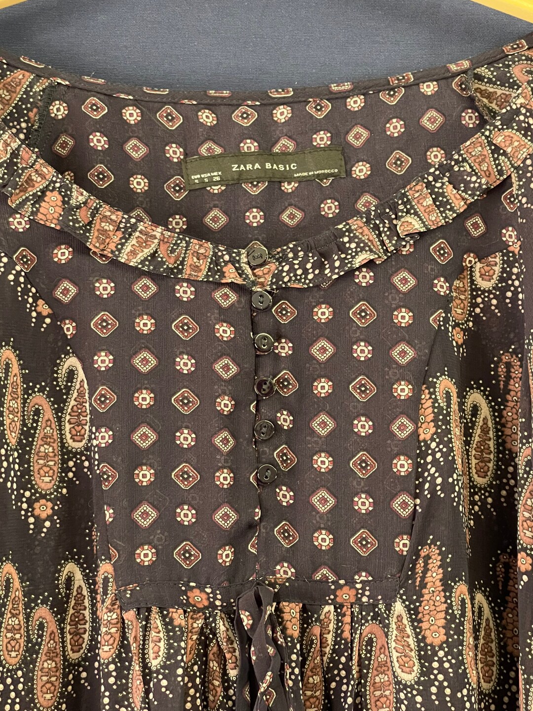 Zara Basic Blouse Fancy Decorated Slightly Casual Extravagant Purple ...