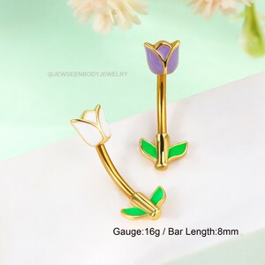 16G Tulip Rook Earring/rook Piercing Jewelry/cartilage Earring/gold ...