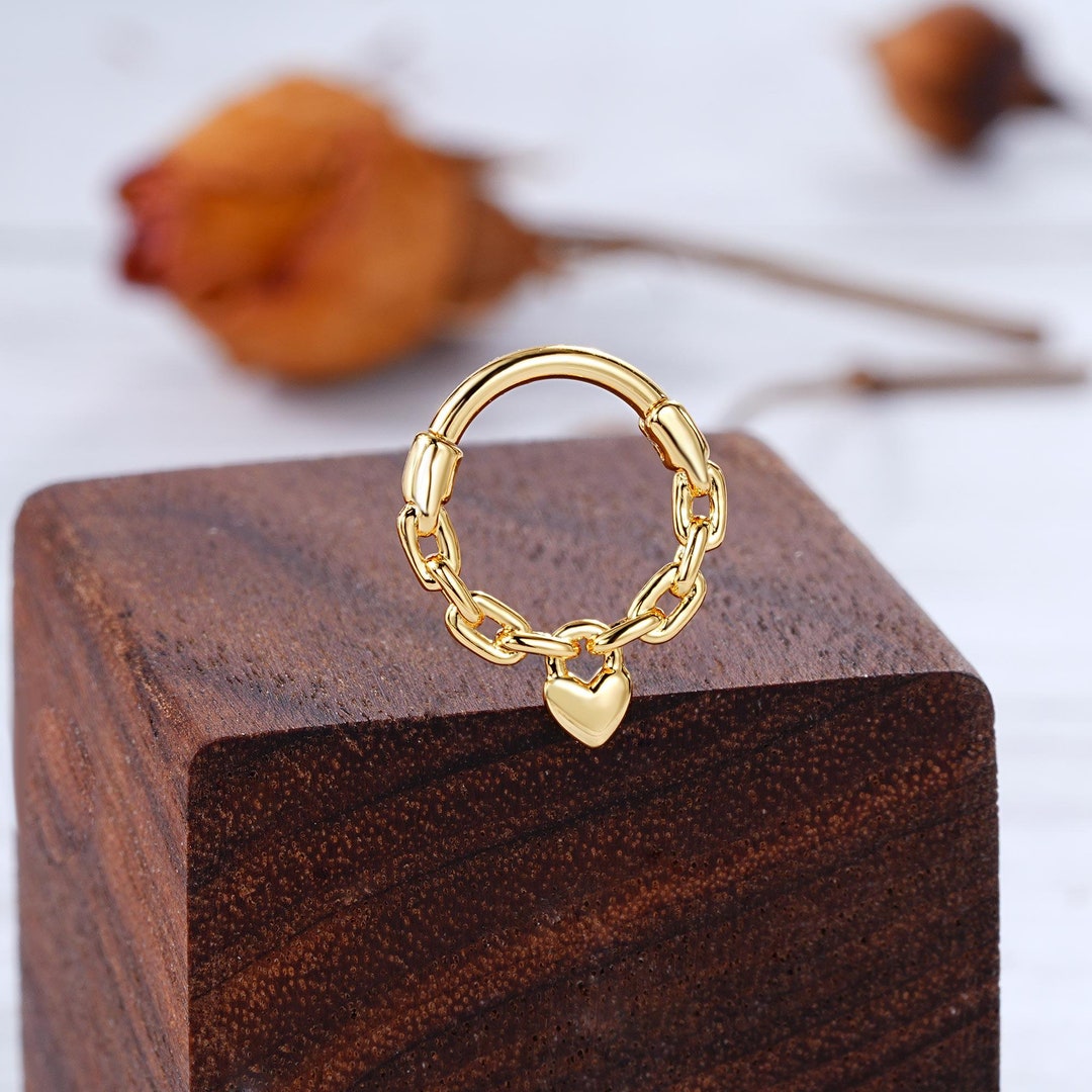 16G Heart Lock Septum Ring/cartilage Earring/helix Earring/daith ...
