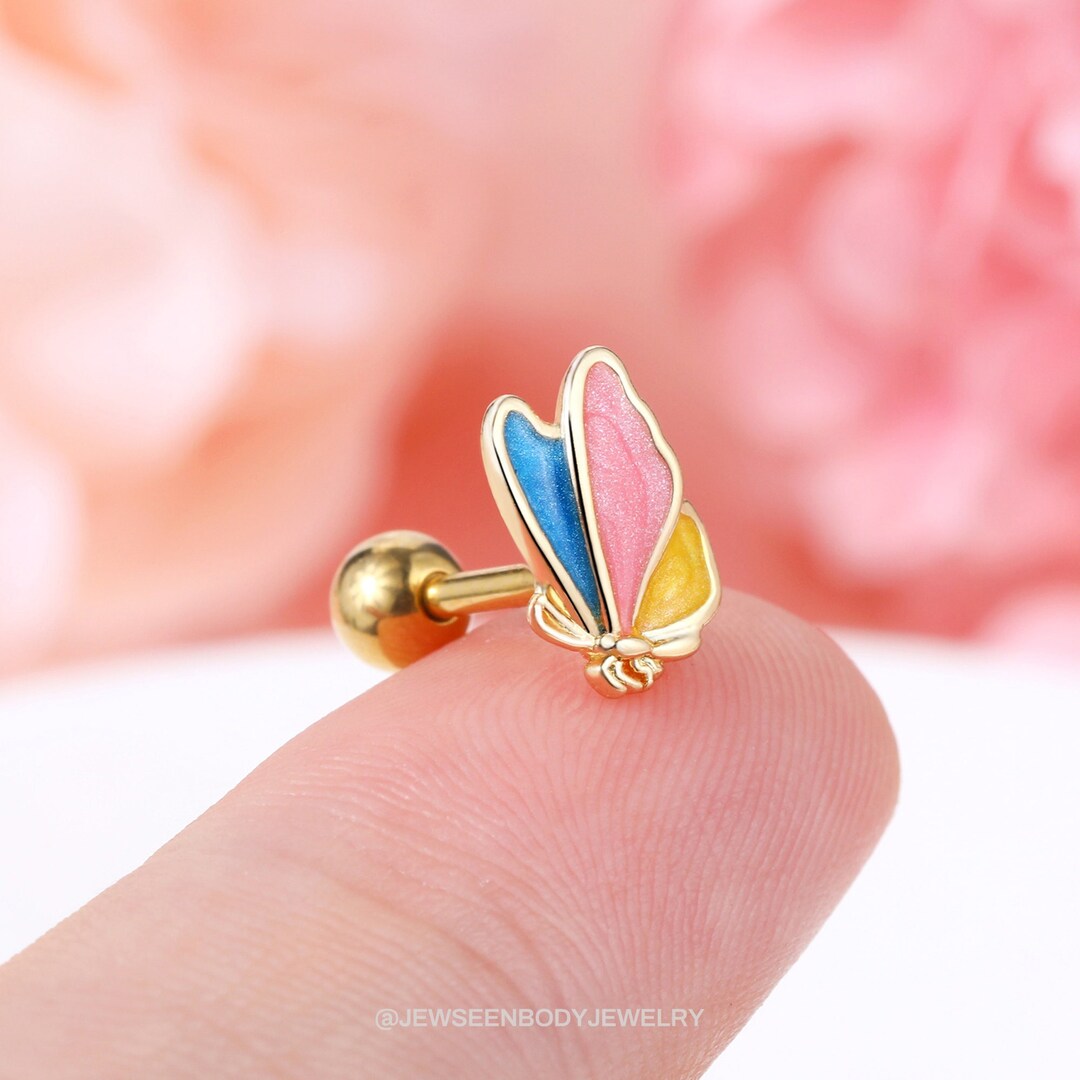 16G Cartilage Earring,butterfly Helix Piercing Jewelry,gold Conch ...