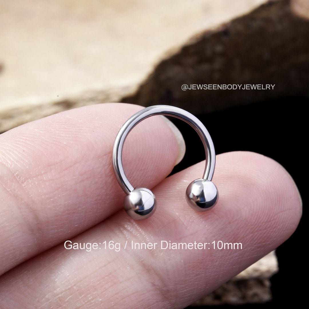 16G Septum Ring,circular Bent With Balls Ends Horseshoe,nose Ring Hoop ...