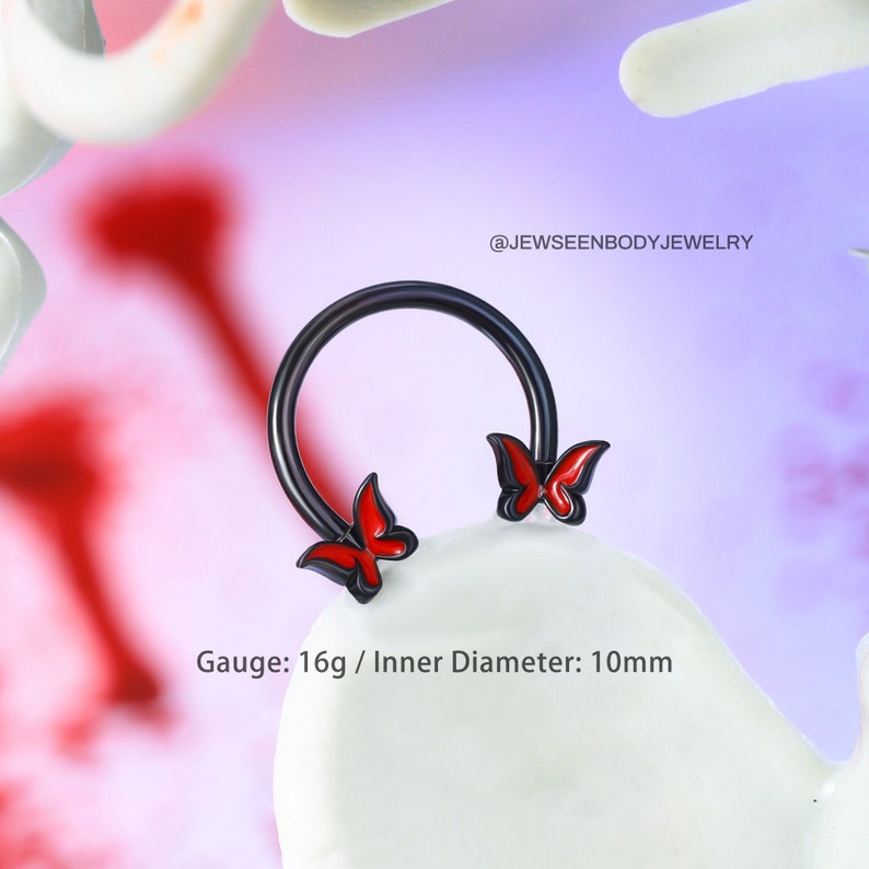 Red Butterfly Septum Ring/septum Piercing/cartilage - Etsy
