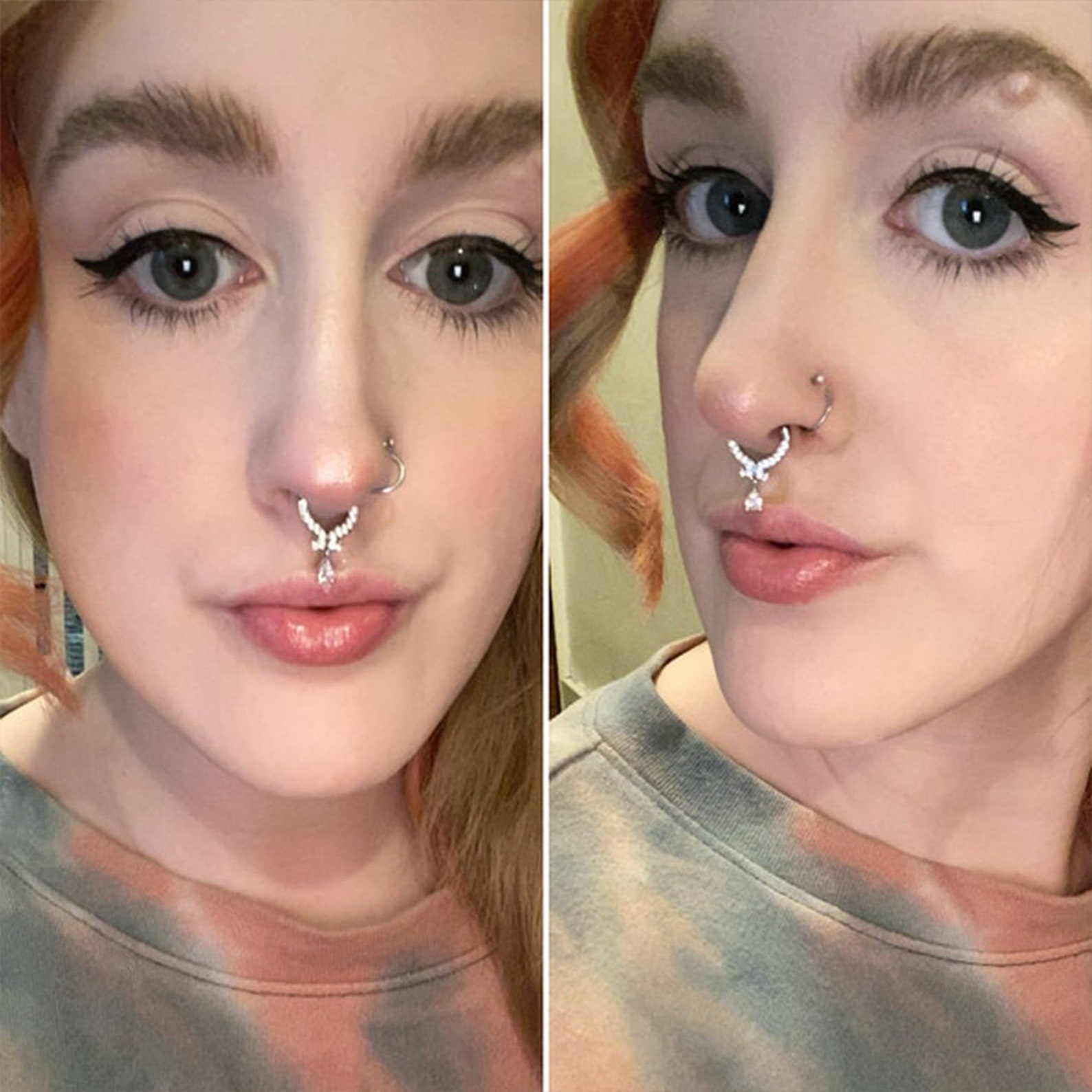 Septum Ring/16g Nose Ring Hoop/septum Clicker/teardrop CZ - Etsy