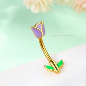 16G Tulip Rook Earring/rook Piercing Jewelry/cartilage Earring/gold ...