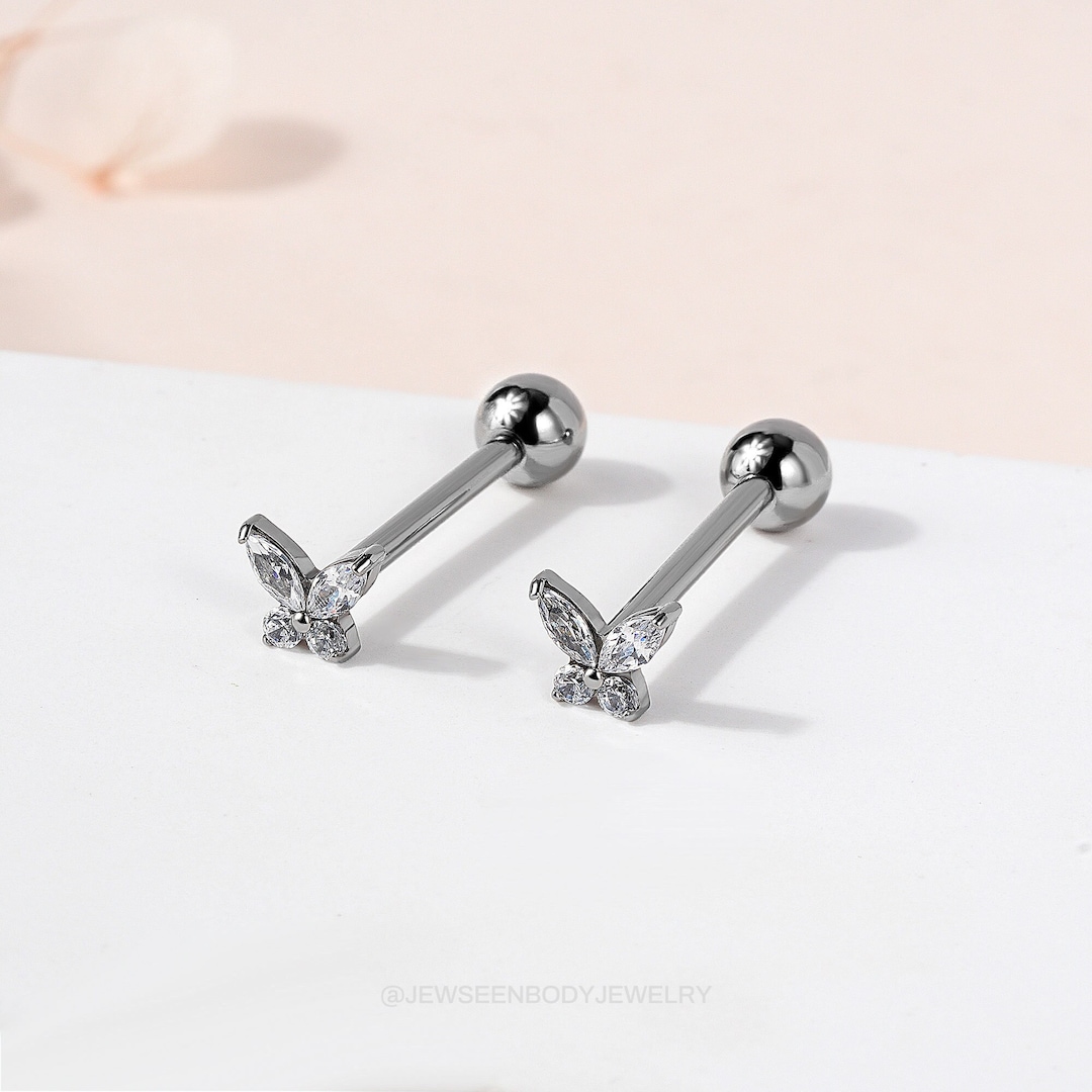 Titanium Tongue Rings/butterfly Tongue Jewelry/internally Threaded ...